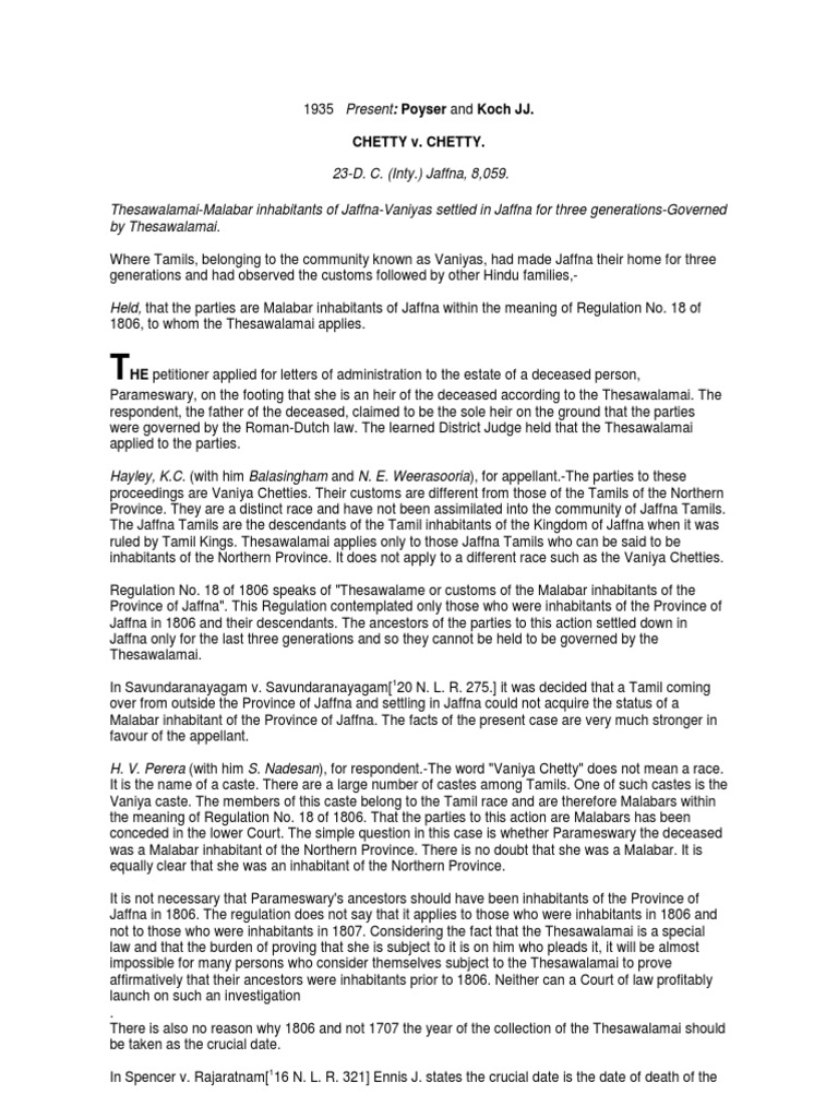 Chetty v. Chetty | PDF | Domicile (Law) | Burden Of Proof (Law)