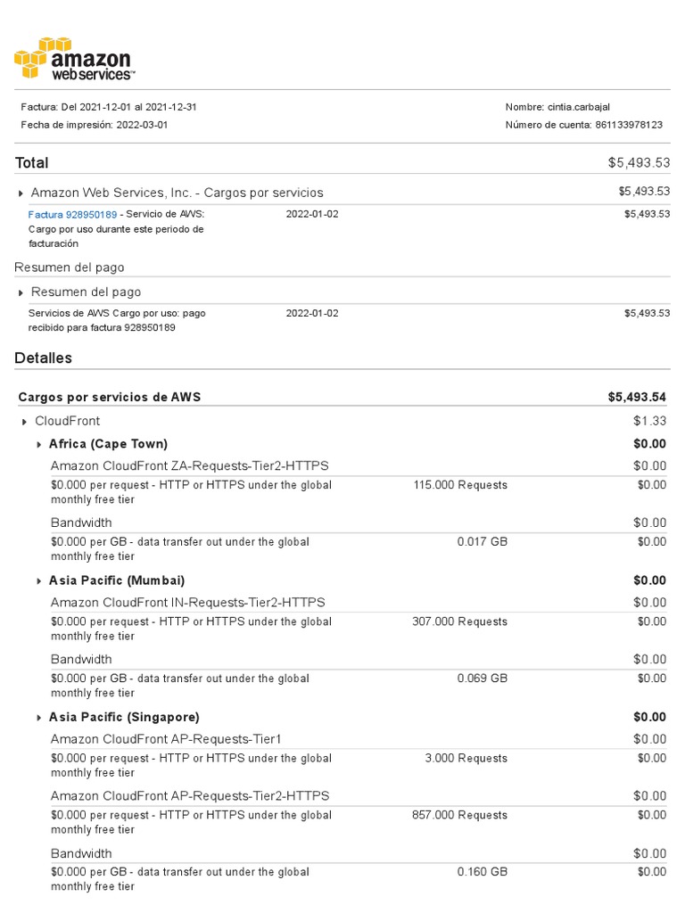AWS Billing Summary for December 2021 | PDF | Computer Engineering ...