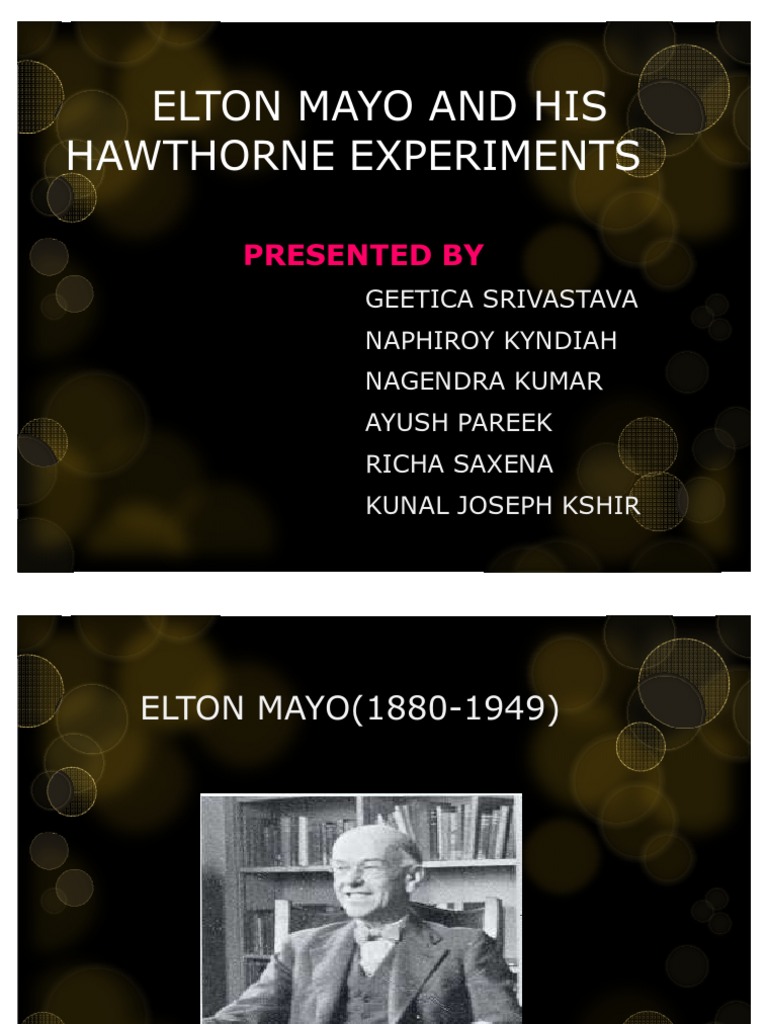 Elton Mayo's Hawthorne Experiments | PDF | Politics | Social Science