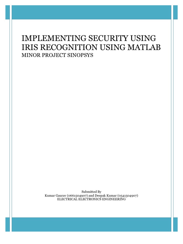 Implementing Security Using Iris Recognition Using Matlab Pdf Wavelet Algorithms