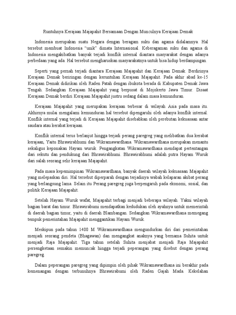 Runtuhnya Kerajaan Majapahit Bersamaan Dengan Munculnya Kerajaan Demak-2 | PDF | Perjalanan