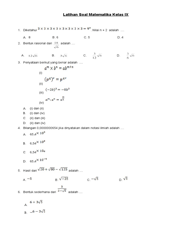 Latihan Soal Mat 9 | PDF