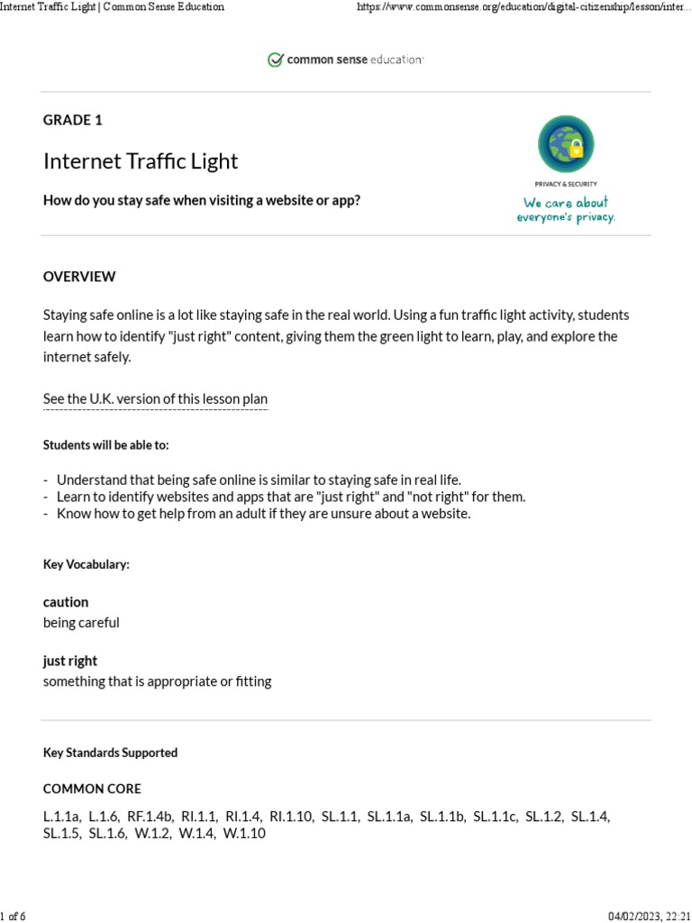 Internet Traffic Light Common Sense Education | PDF | Communication
