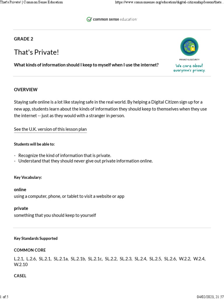 That's Private! Common Sense Education | PDF | Communication
