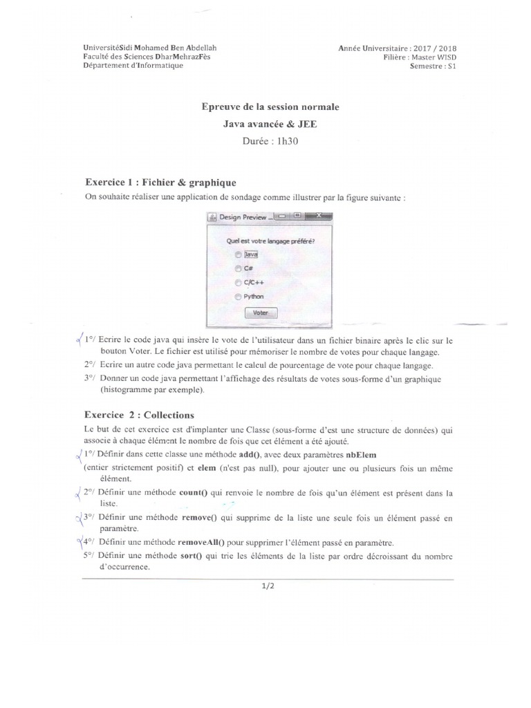 Examen Java Avancée Et J2EE | PDF