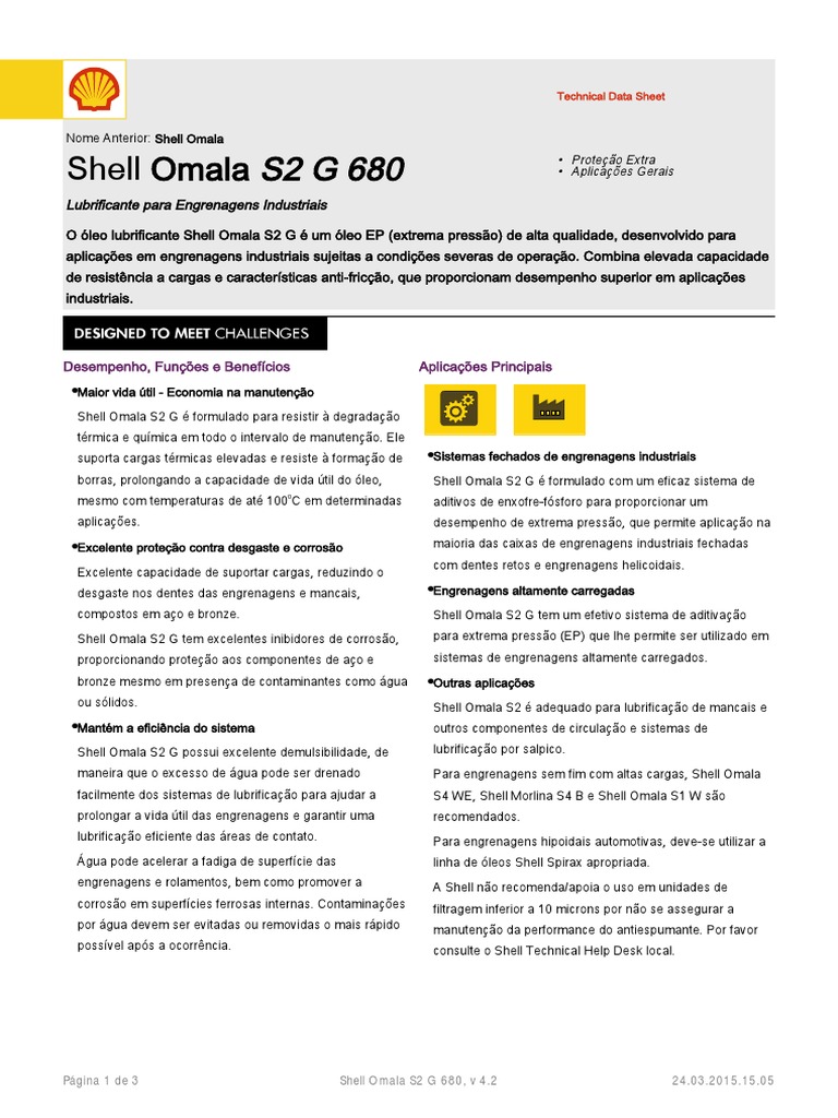 05 - Ficha - Técnica - Shell Omala S2 G 680 | PDF | Óleo de motor ...