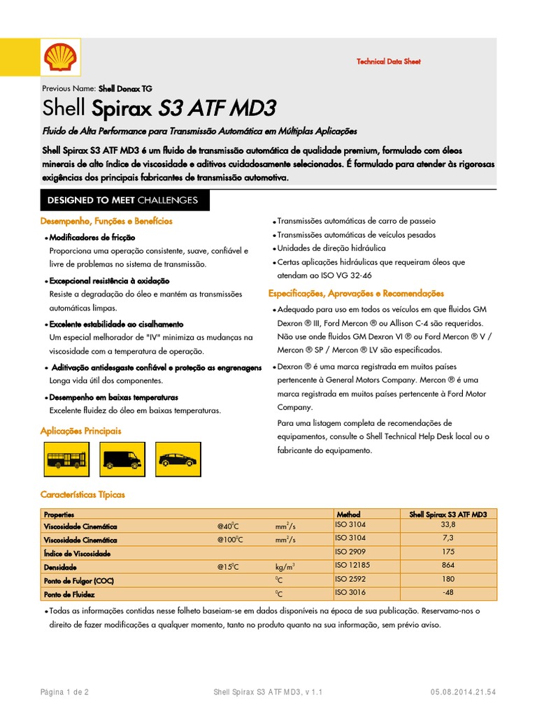 10 - Ficha - Técnica - Shell Spirax S3 ATF MD3 | PDF | Engenharia ...
