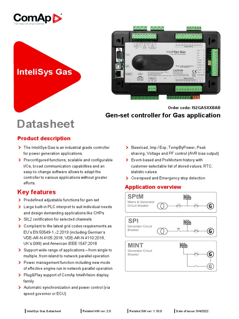 Intelisys Gas Datasheet | PDF | Power Supply | Hertz
