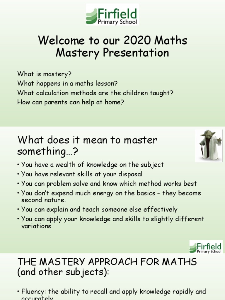 2020 Maths Mastery Presentation Guide | PDF | Mathematics | Teachers