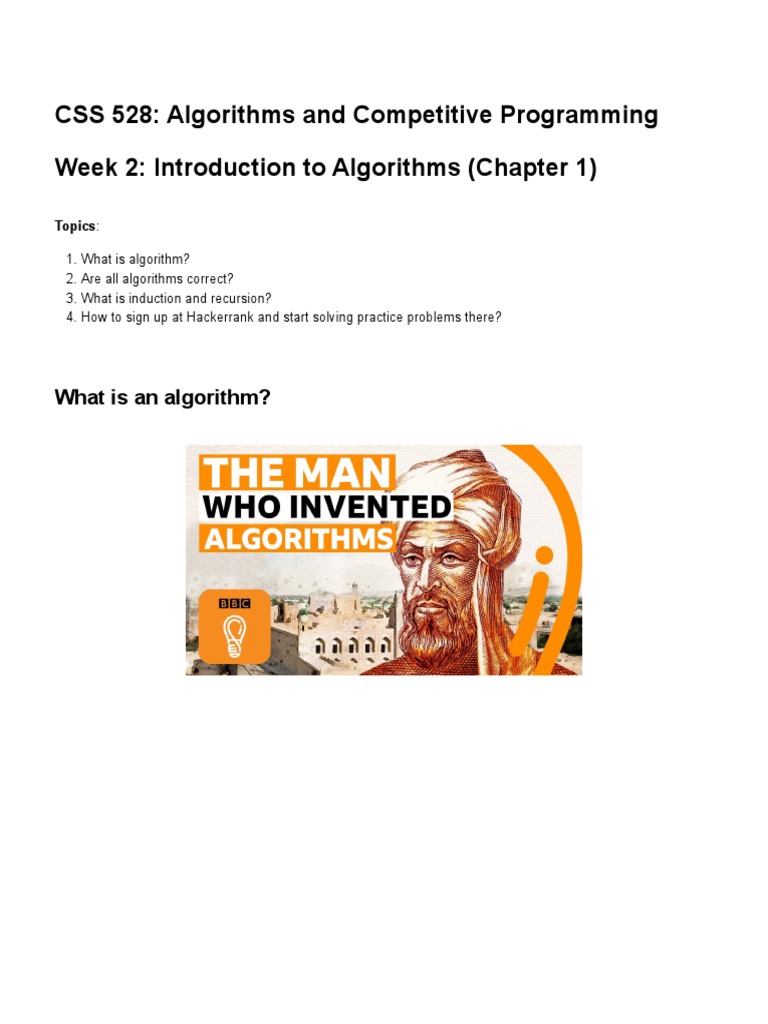 Lec Week 2 | PDF | Algorithms | Mathematical Logic