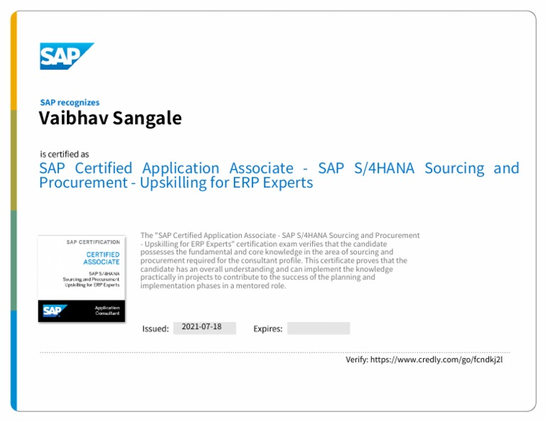 SAP Certified Application Associate SAP S 4HANA Sourcing and Procurement Upskilling For ERP ...