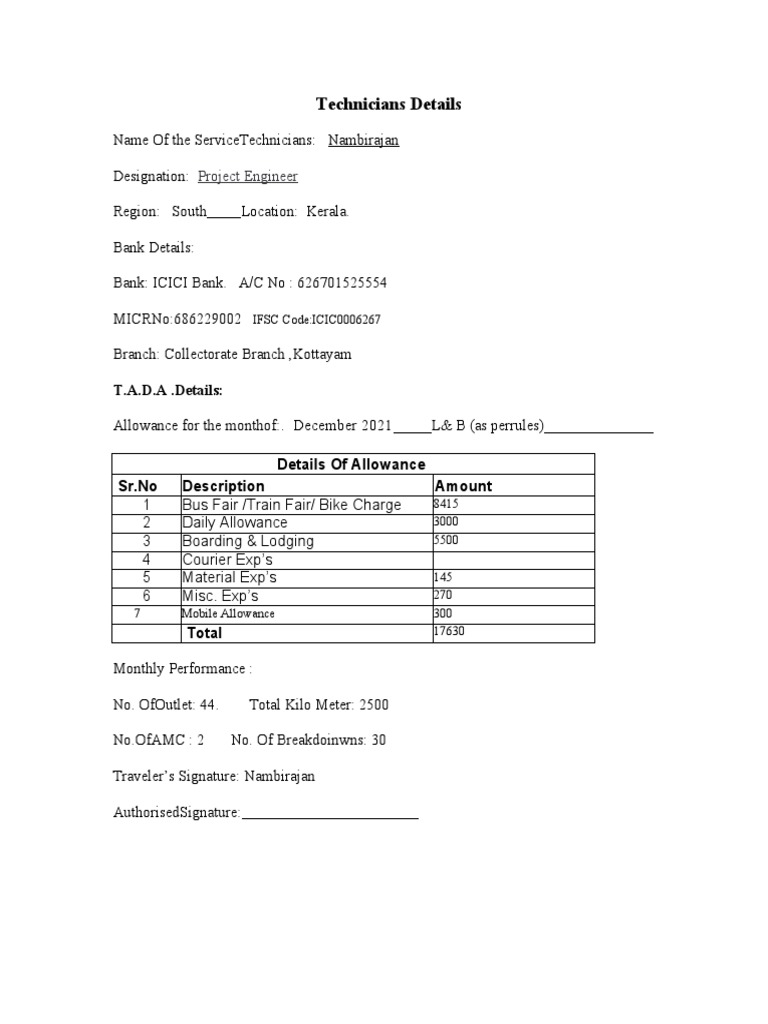 TADA Front Sheet | PDF