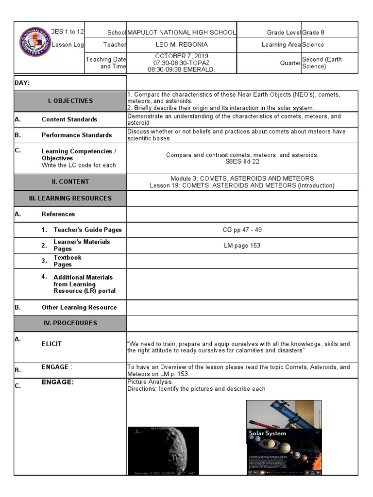 G-8 2nd Quarter Module 3 Lesson 19&20 | PDF | Local Interstellar Cloud | Natural Sciences
