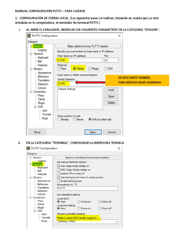 Manual Configuración Putty | PDF