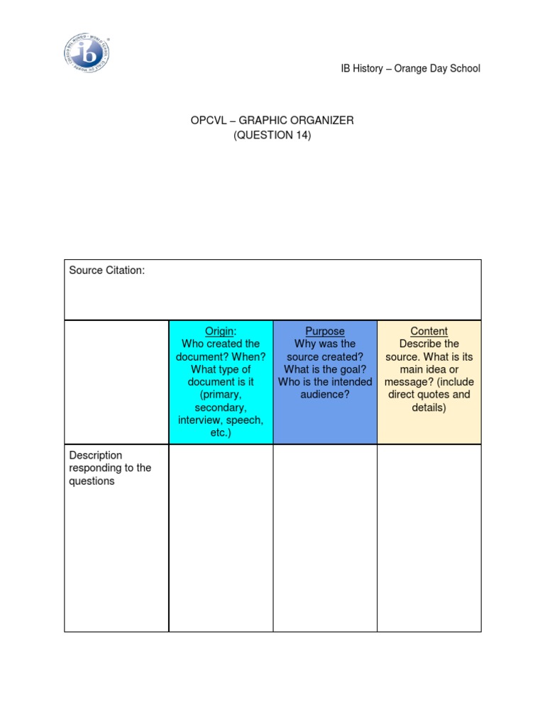 IB History Graphic Organizer | PDF