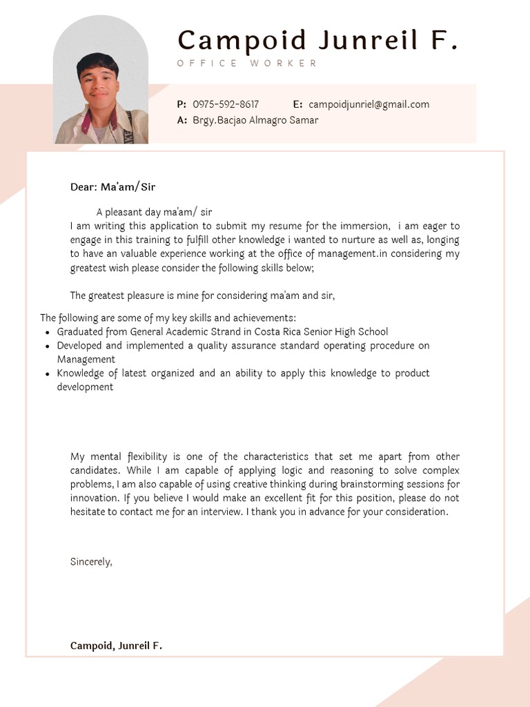 Pink Minimalist Business Cover Letter | PDF
