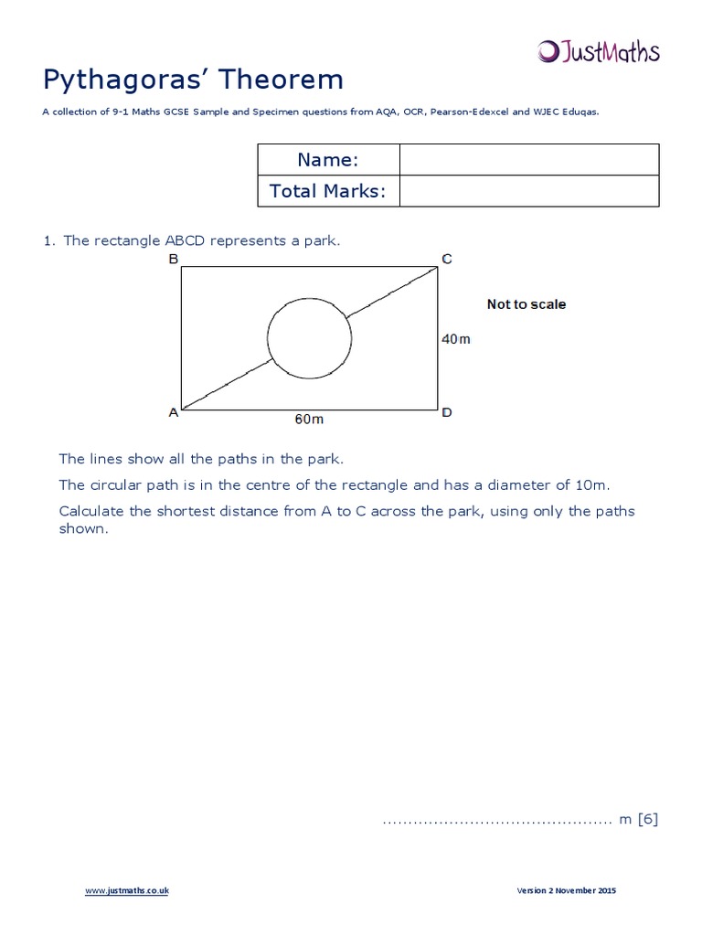 Geometry F Pythagoras Theorem V2 Pdf Triangle Vocational Education