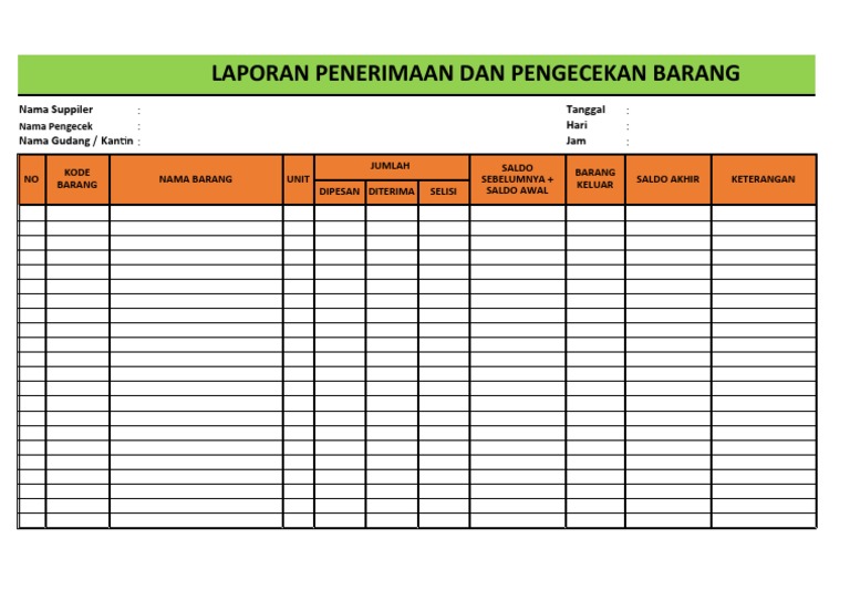 Laporan Penerimaan Barang Material Kantin | PDF