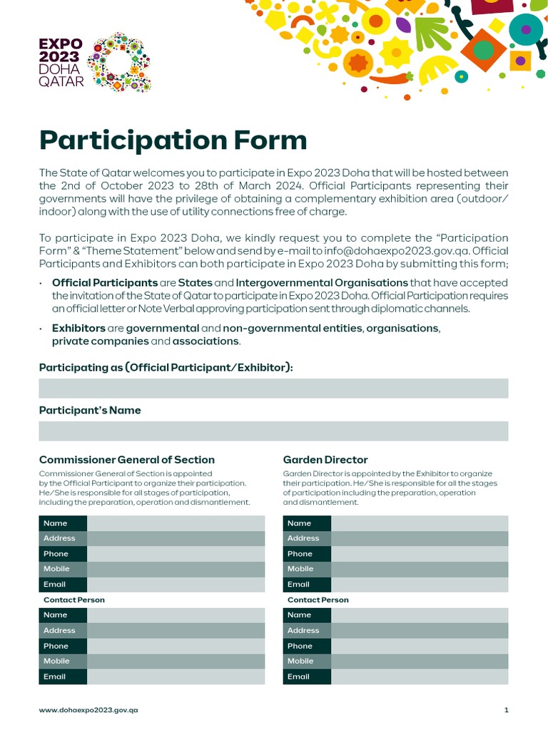 Expo2023 Participation Forms | PDF | Sustainability | Agriculture