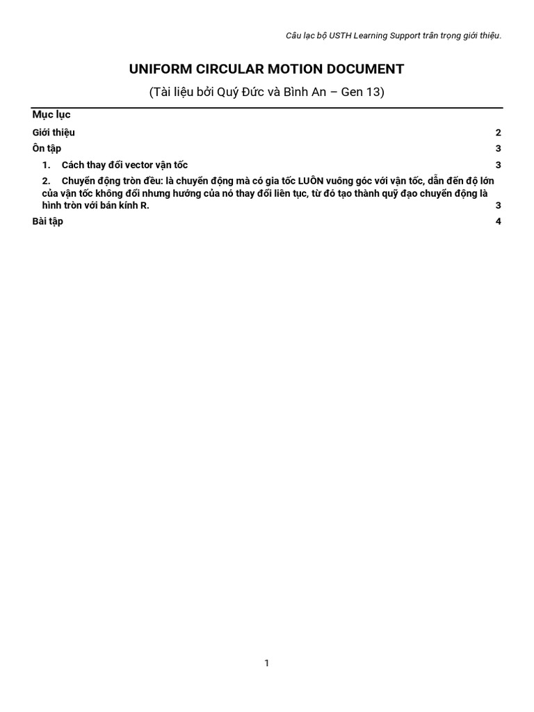 Uniform Circular Motion | PDF