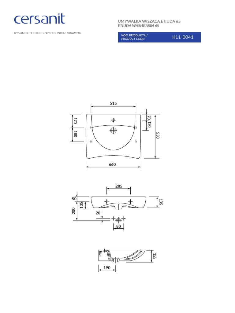 Tech Draw k11-0041 Etiuda 65 Washbasin | PDF
