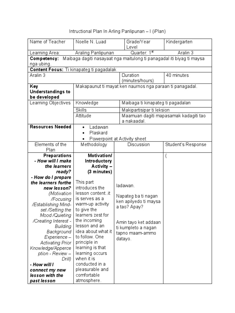 Instructional Plan for Teaching Proper Names - IPlan | PDF | Learning ...