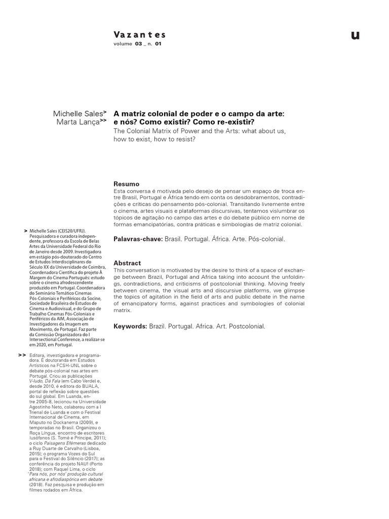 A Matriz Colonial de Poder e o Campo Da | PDF | África | Portugal