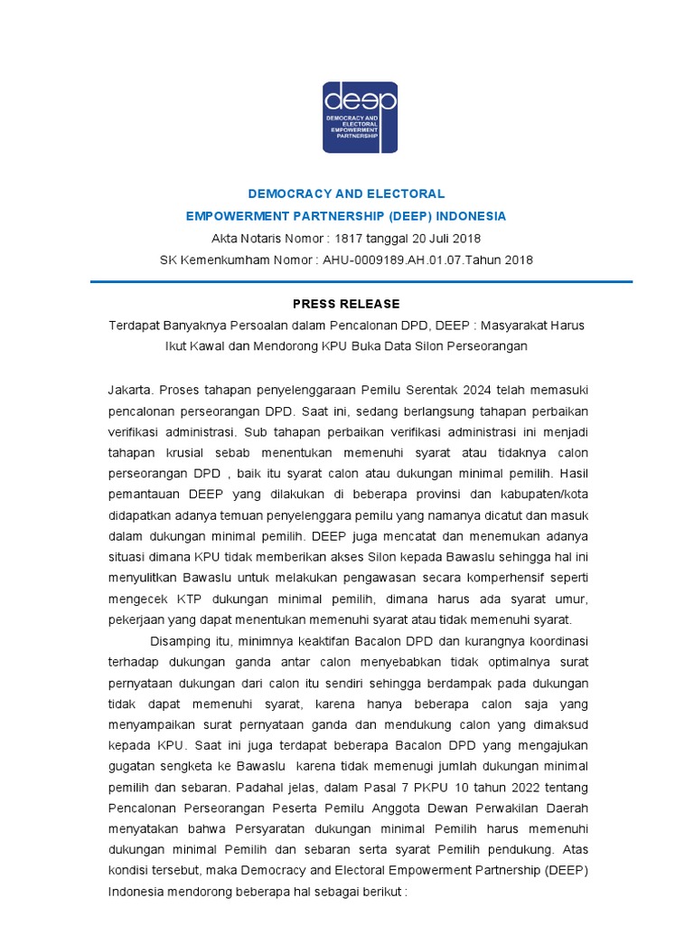 Mengawal Proses Pencalonan DPD | PDF