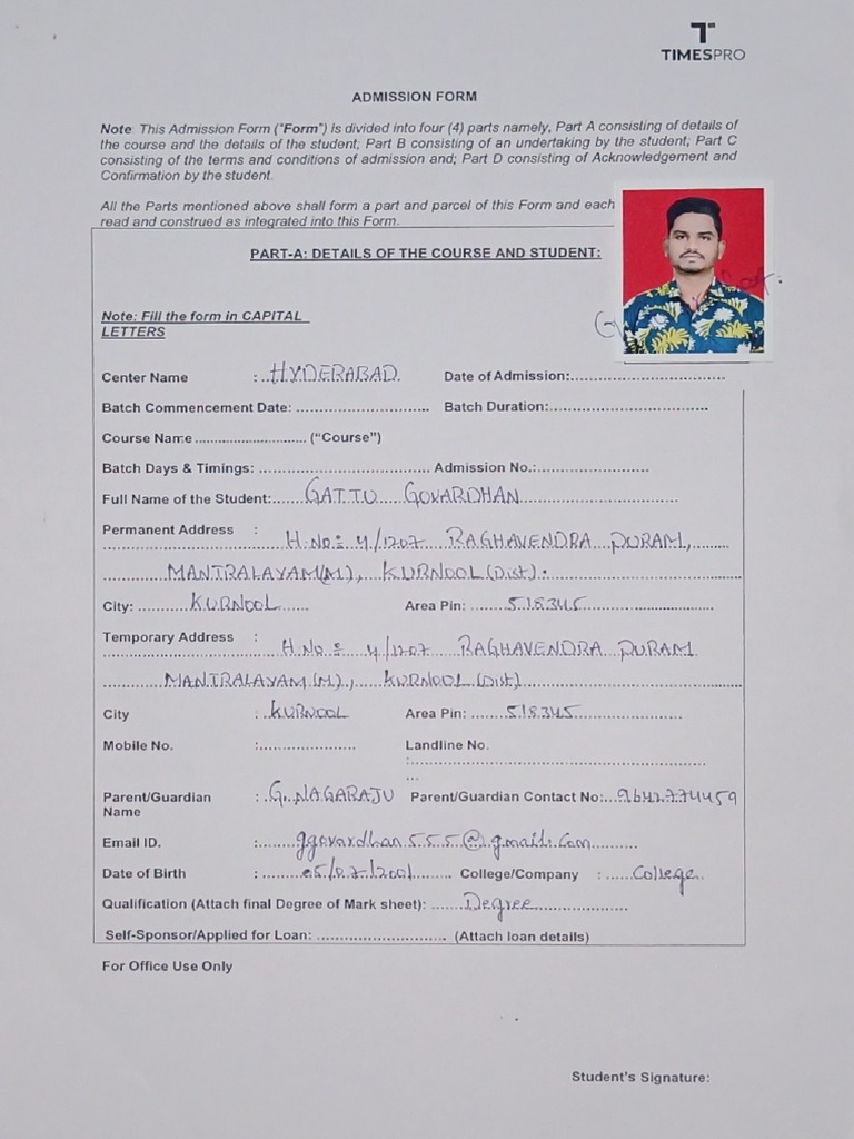 Admission Form PDF