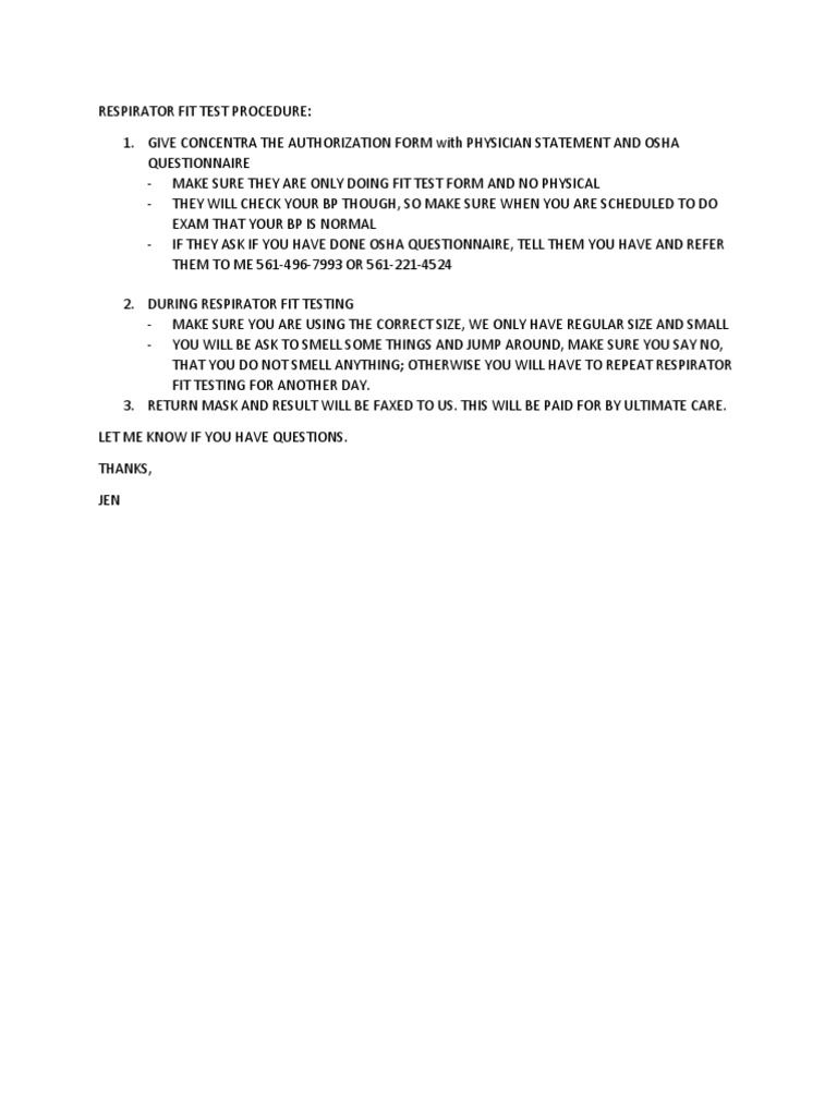 Respirator Fit Test Guide | PDF