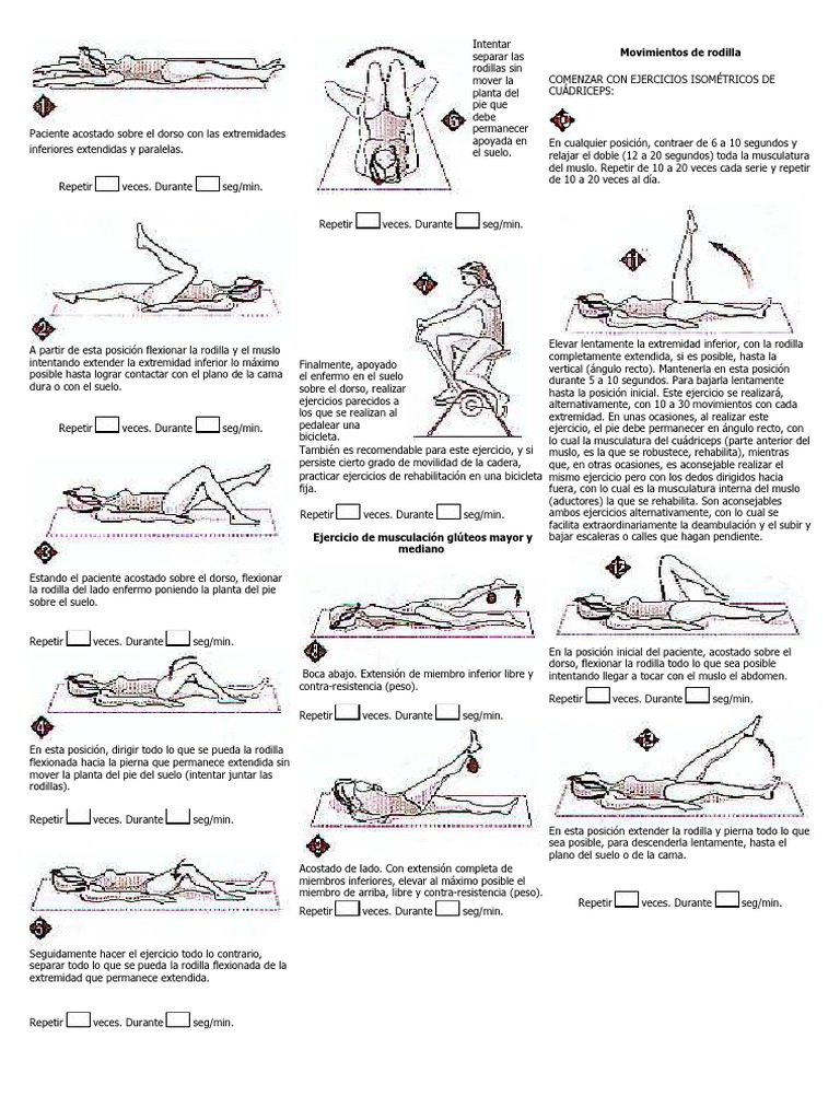 Ejercicios Isométricos para Rehabilitación de Rodilla | PDF | Rodilla ...