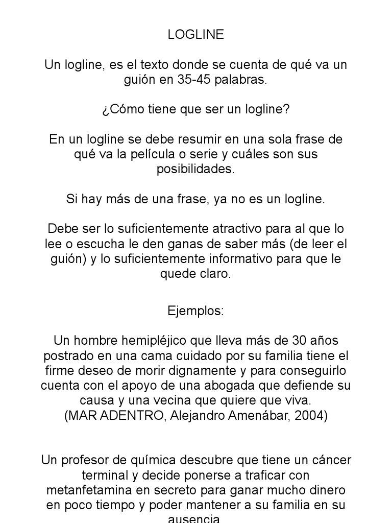 Diferencias Logline A Tagline | PDF