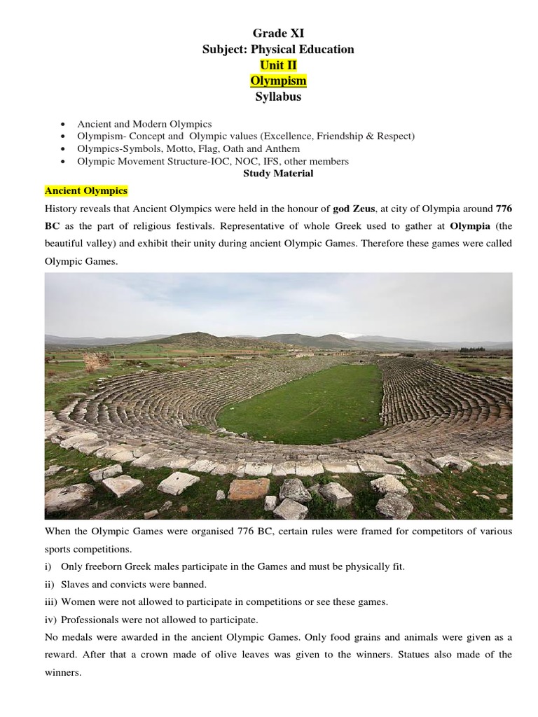 Grade XI Unit II Notes | PDF | Olympic Games | International Sports ...