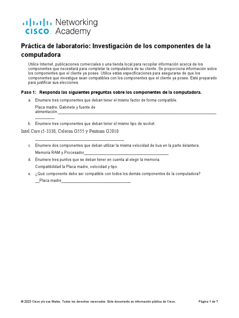 1.3.1.13 Lab - Research Computer Components | PDF