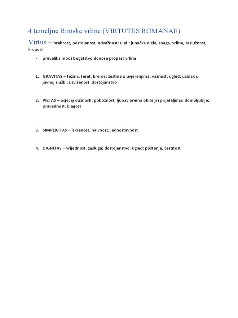 4 Temeljne Rimske Vrline 2 | PDF