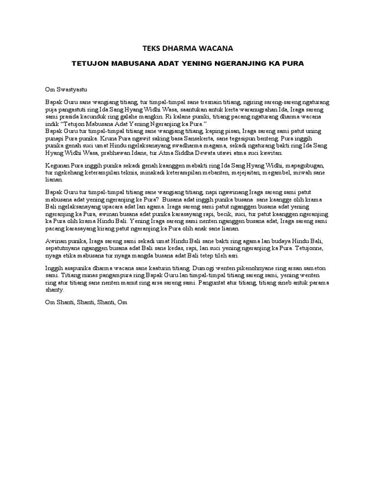 Teks Dharma Wacana | PDF