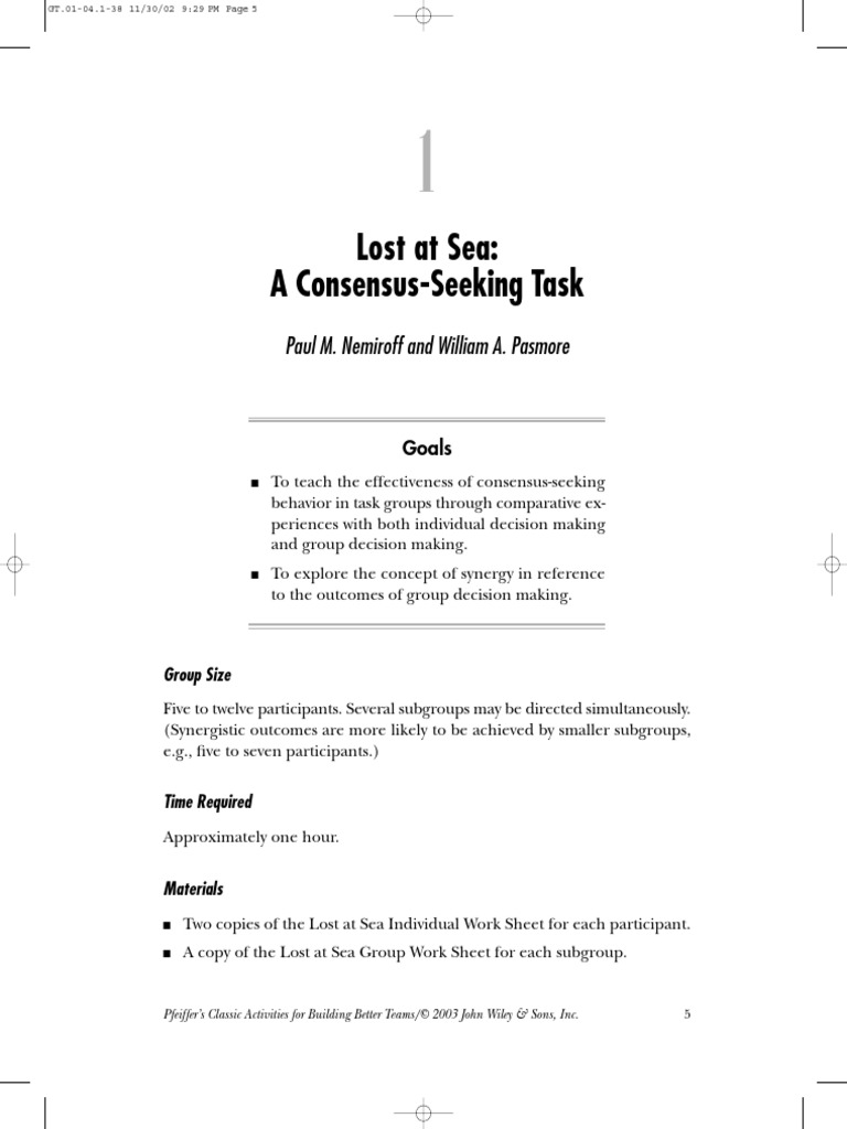 Lost at Sea | PDF | Consensus Decision Making