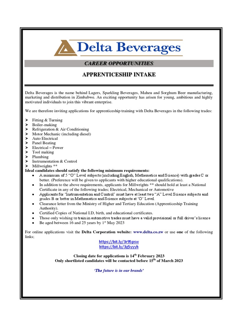 Apprenticeship Intake - External Advert 2023 | PDF