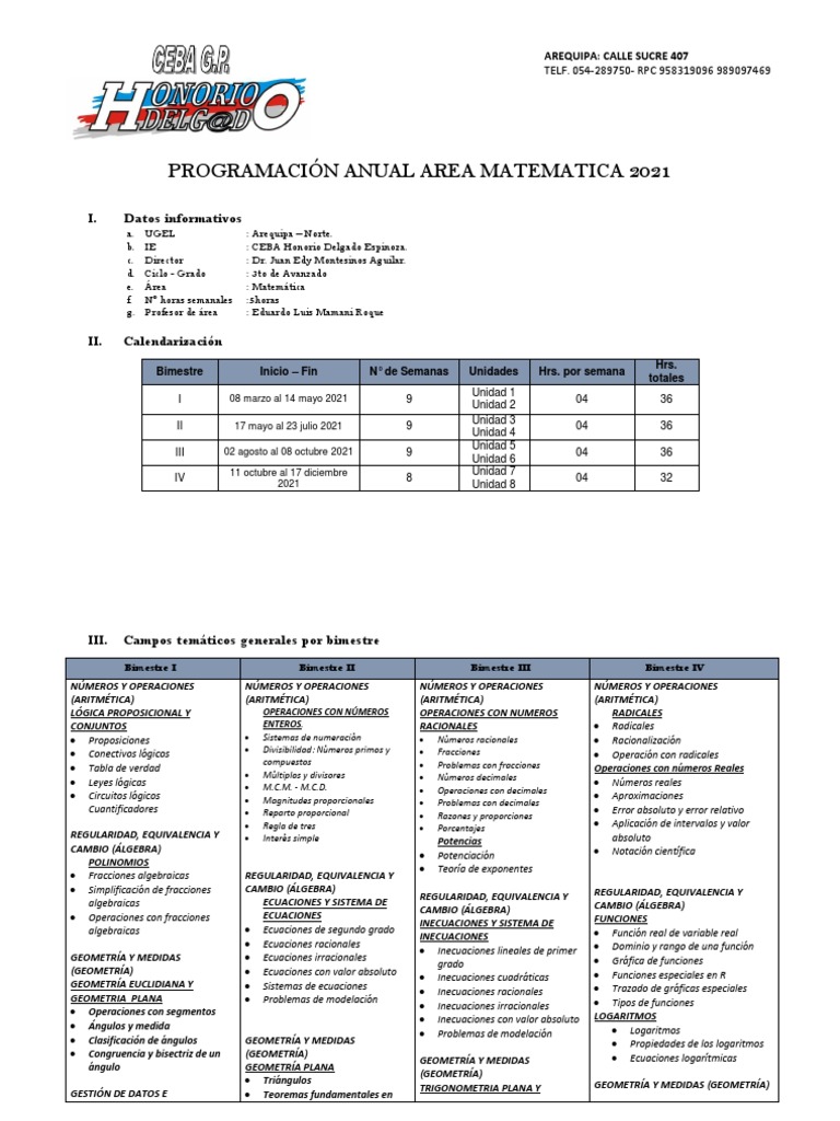 Programaciones 3 Avz | PDF | Geometría | Ecuaciones