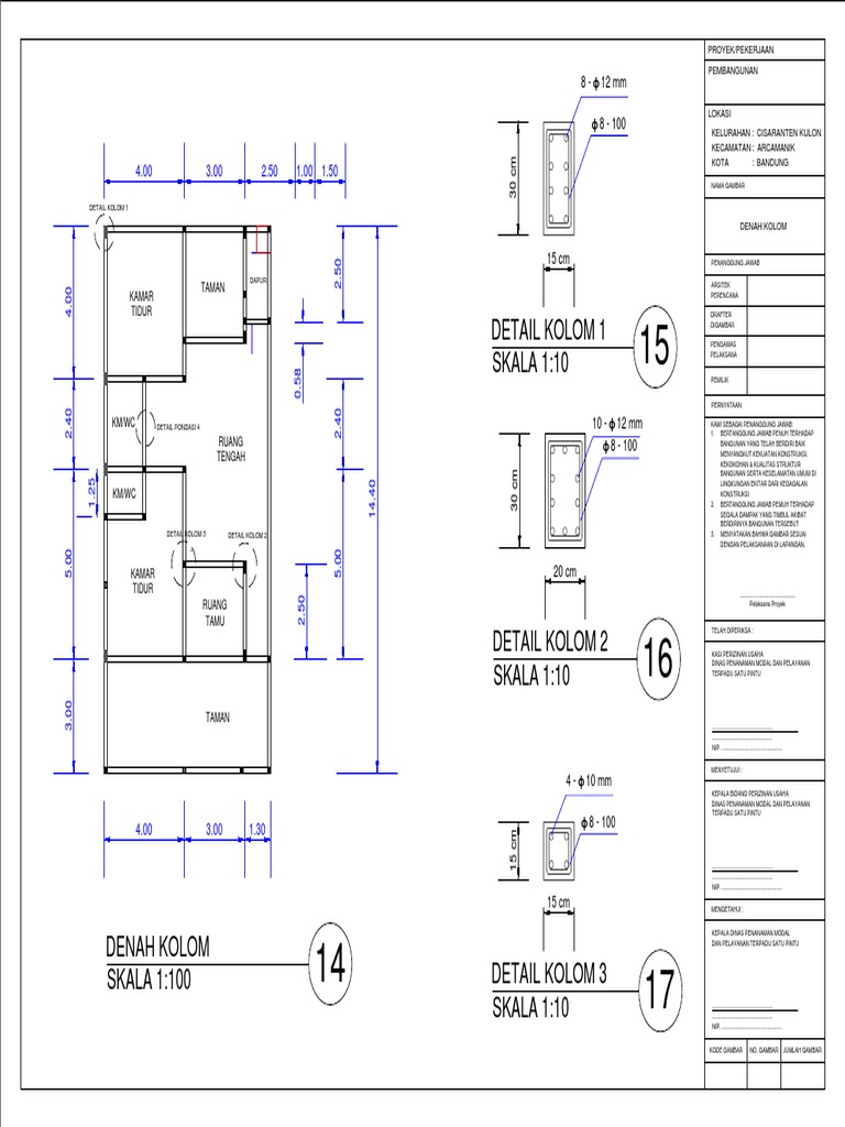 Gambar Rencana dan Detail Kolom | PDF