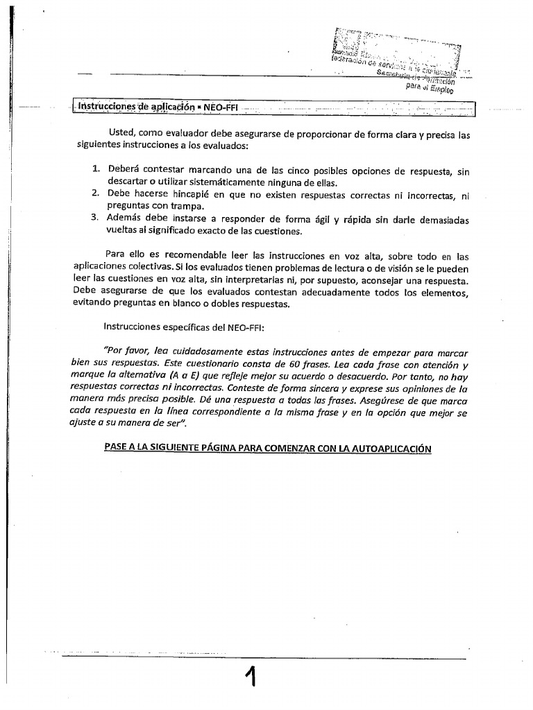 Test Personalidad Neo-Ffi | PDF