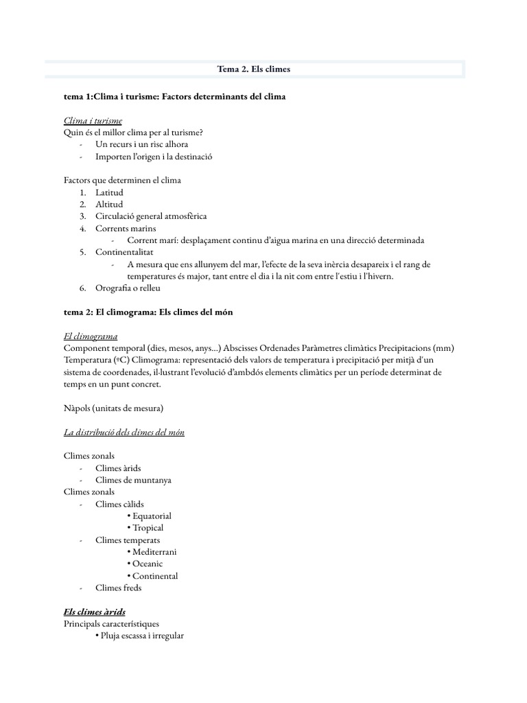 Tema 2 - Els Climes | PDF