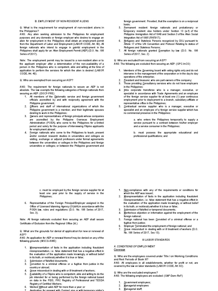 Employment Permits for Non-Residents | PDF | Overtime | Employment