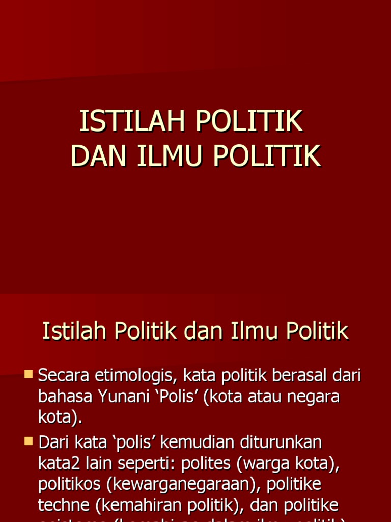 Istilah Politik Dan Ilmu Politik | PDF | Ilmu Sosial | Sejarah