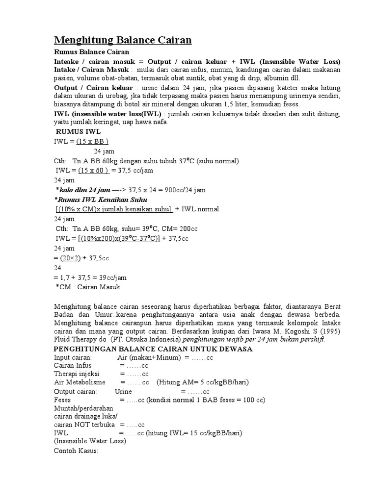 Panduan Balance Cairan Medis | PDF