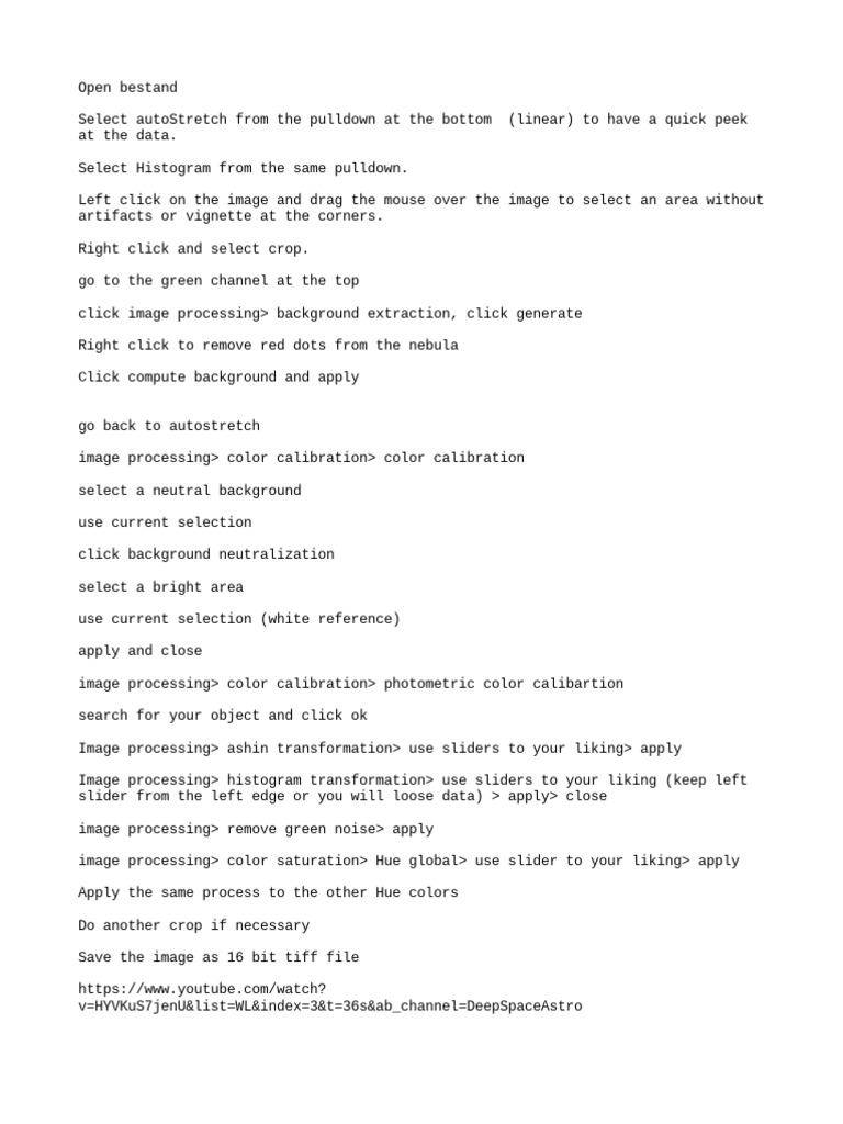 Siril Procedure For Astro Photography | PDF | Digital Signal Processing | Image Processing