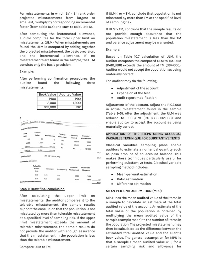 AT - Chapter 10-Notes - Part 3 | PDF | Audit | Standard Deviation