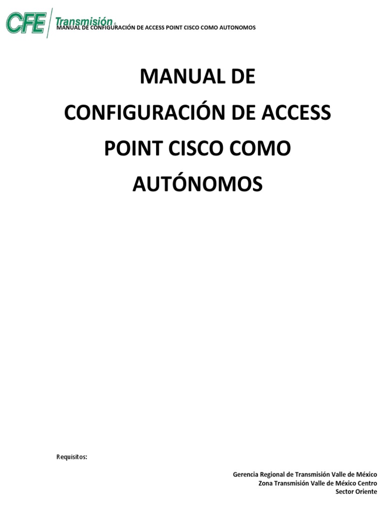 MANUAL MODO AUTONOMO AP CISCO v.1.1 | PDF | Punto de acceso inalámbrico ...