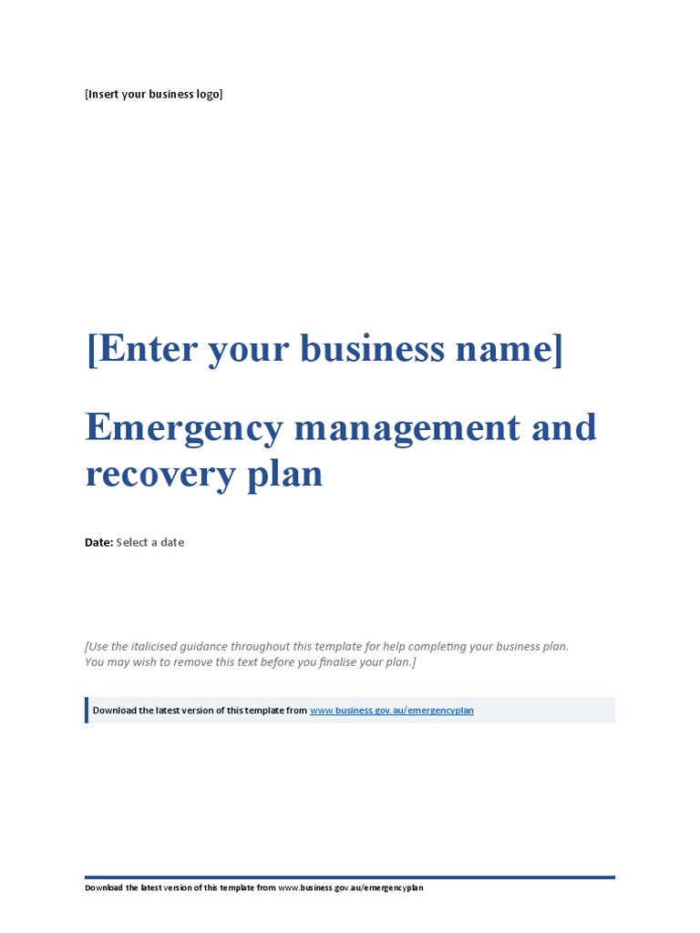 Emergency Management and Recovery Plan Template | PDF | Emergency ...