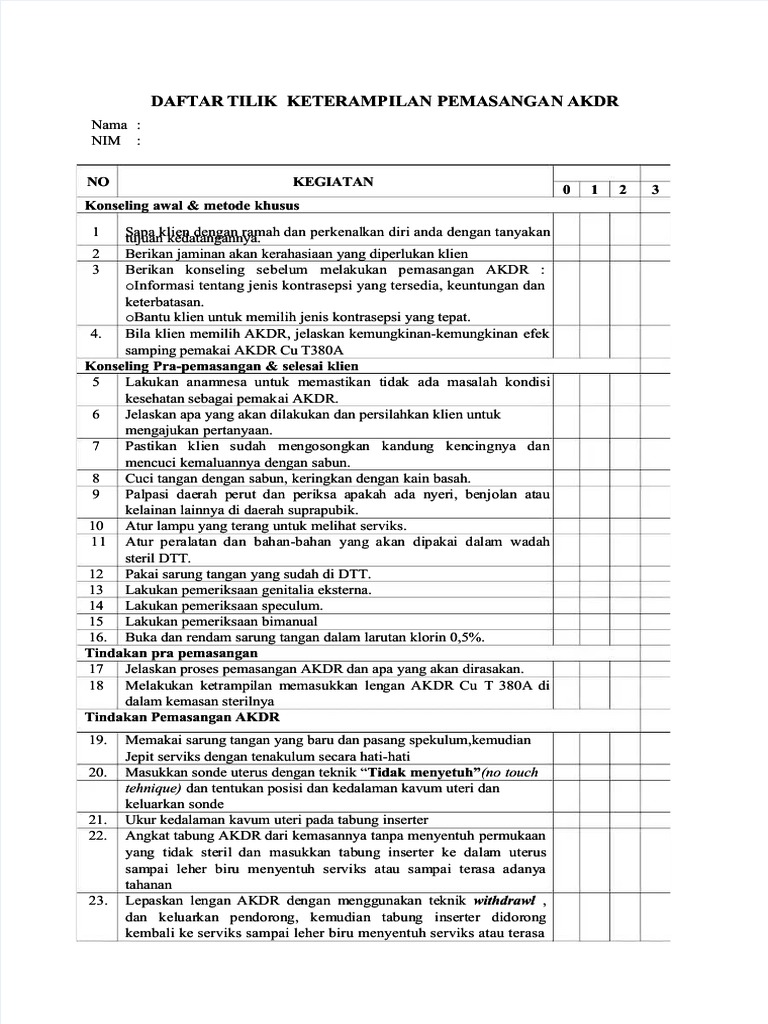 Checklist IUD | PDF